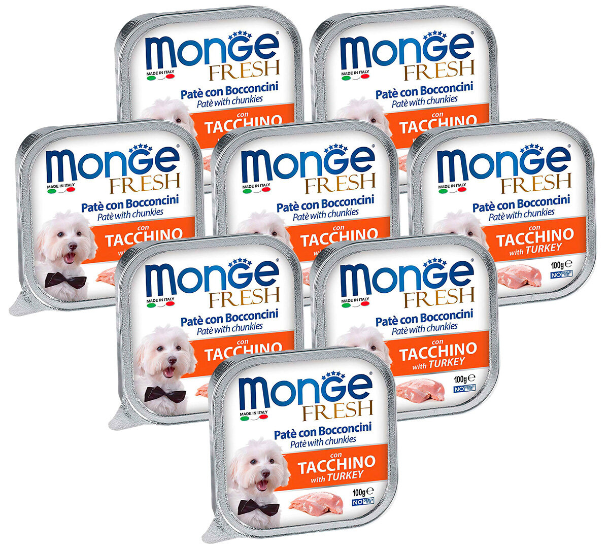 Корм влажный Monge Fresh Dog для взрослых собак паштет с индейкой, 100 г 8 шт