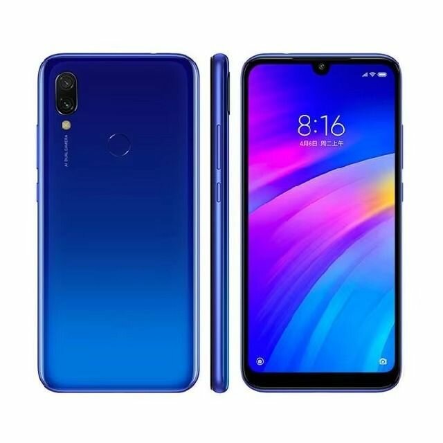 Redmi Смартфон Xiaomi Оригинальный Redmi 7 3гб 32гб 6.26 экран подарок чехол и стекло Android 9.0 4000 mAh Global 3/32 ГБ, Nano-SIM, синий