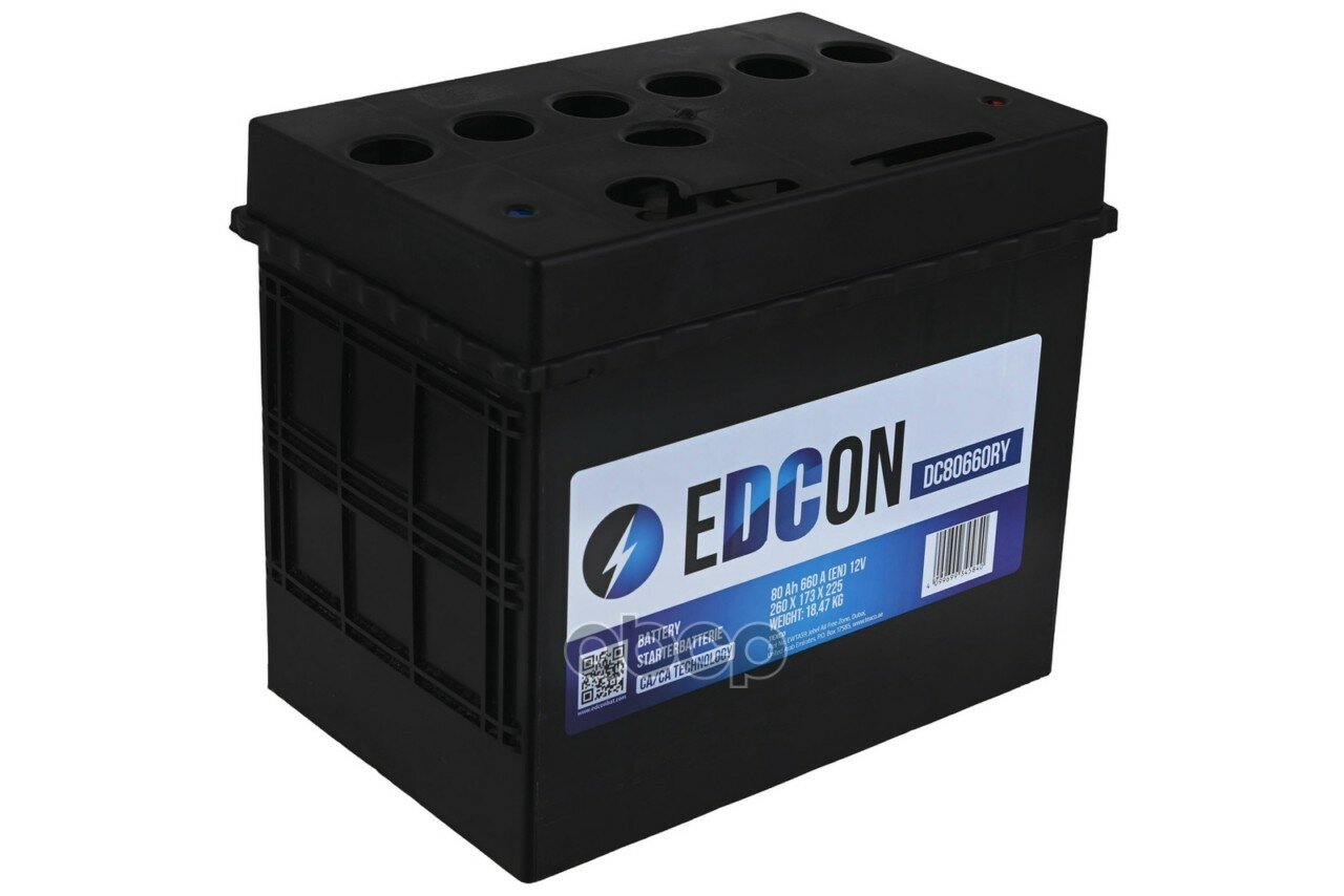 Аккумуляторная батарея! 80Ah 660A +справа 260x173x225 JIS EDCON арт. DC80660RY