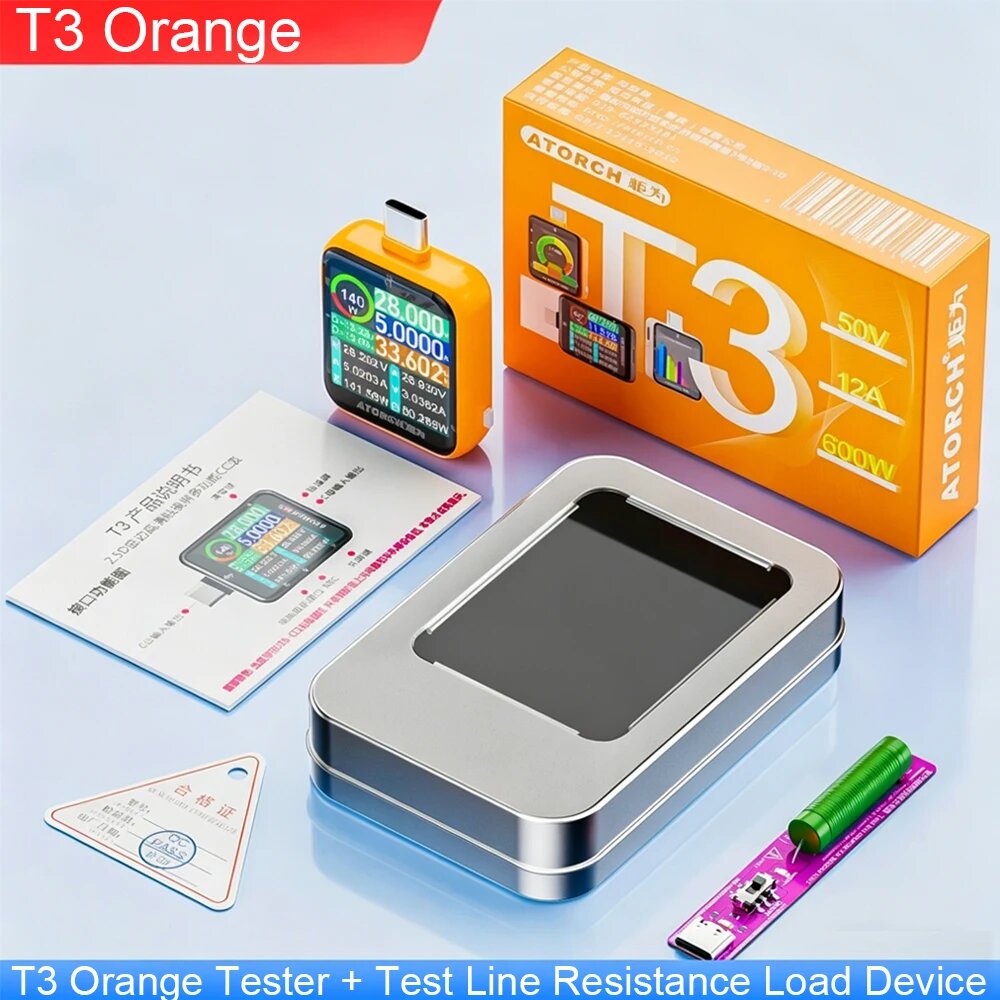 ATORCH T3 Orange Tester + Test Line Resistance Load Device