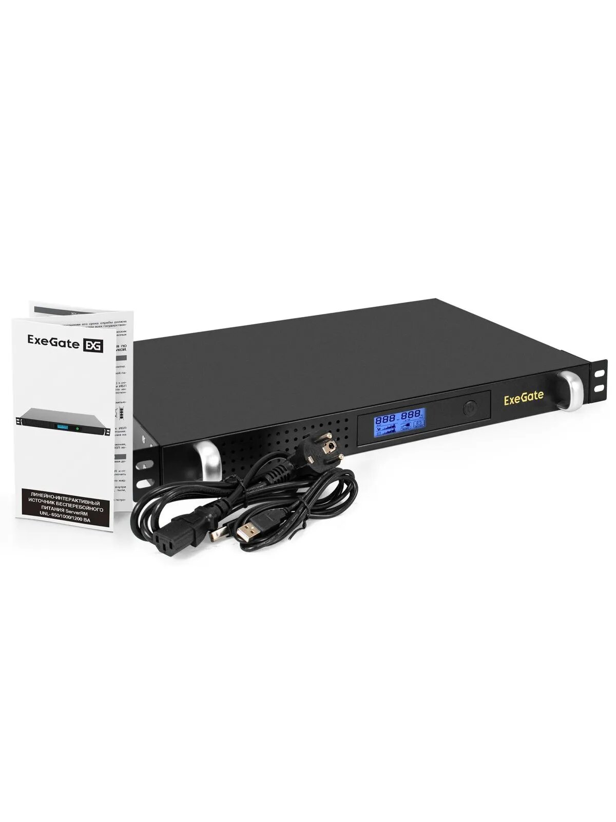 Источник бесперебойного питания Exegate ServerRM UNL-650. LCD. AVR.4C13. RJ. USB.1U 360 Вт, Линейно-интерактивный
