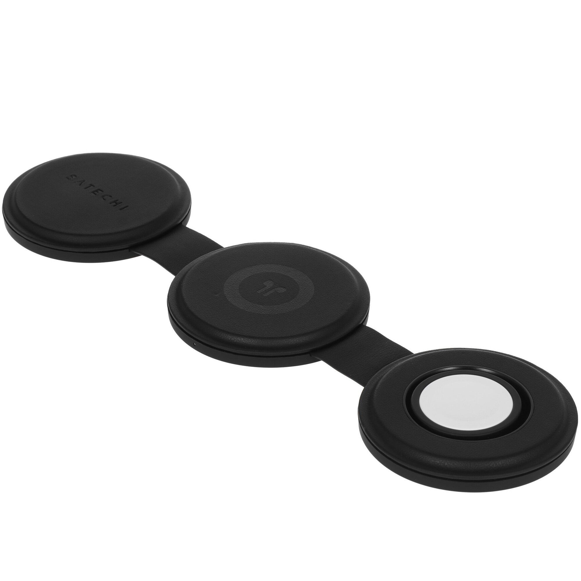 Беспр. зарядное устр-во Satechi Qi2 OntheGo 3в1 чёрный(ST-QTG31K), 20Вт, Qi2, Apple AirPods с Qi, Apple iPhone с Magsave