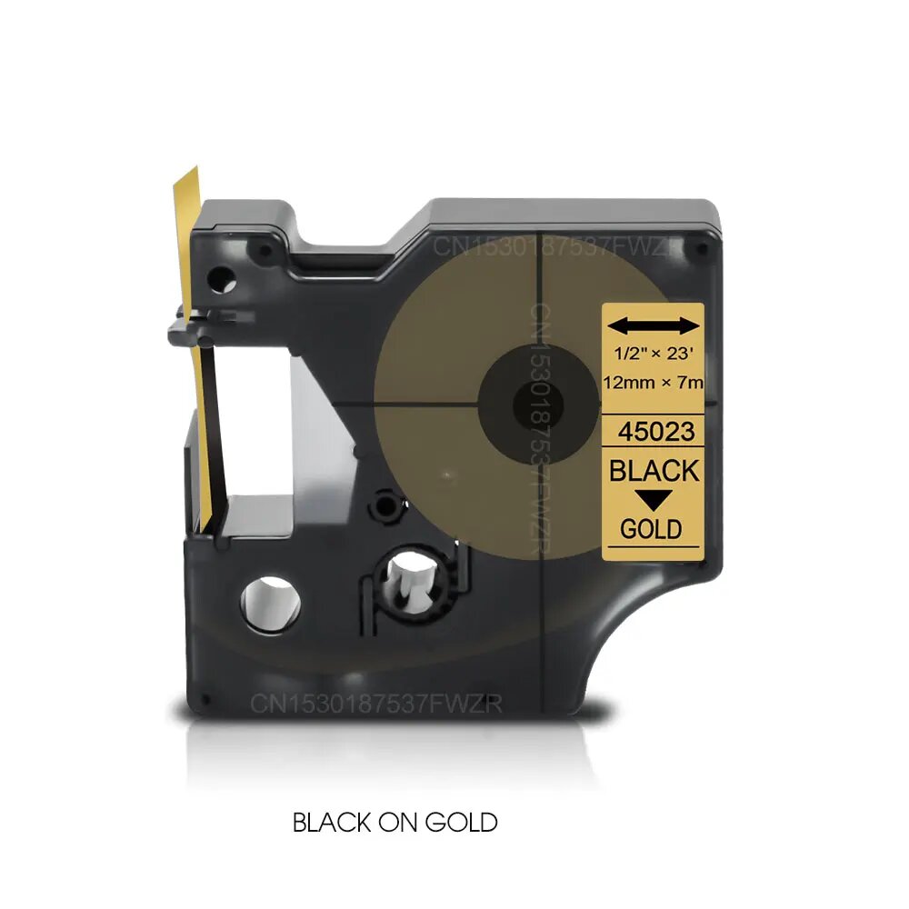 Лента для принтера Dymo 45023, 9 мм, Black on Gold