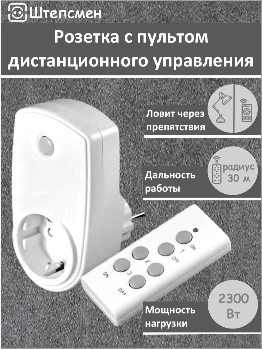 Розетка с пультом управления (1пульт + 1 розетка) ПУ-Р-1-1