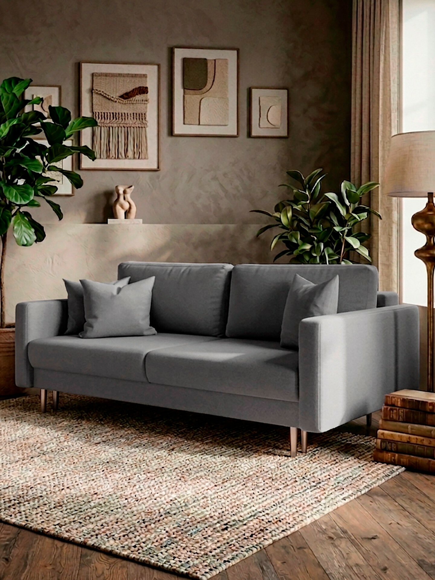 Диван Астро Лайт Velutto 19 GF 230x110x90 см, серый Велютто, еврокнижка GOODFORM
