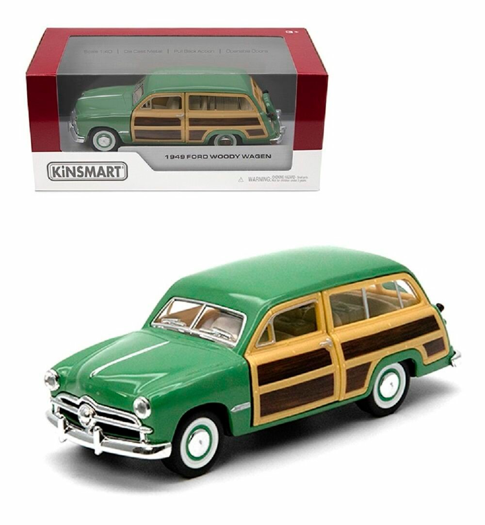 Модель машины Kinsmart "Ford Woody Wagen 1949", масштаб 1:40, зеленая, инерционная