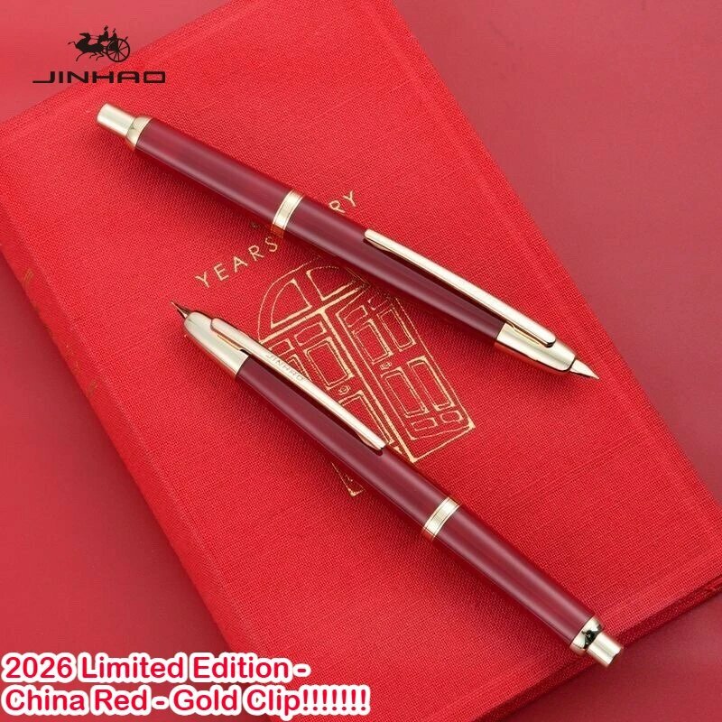 JINHAO 2026 Limited Edition, Бордовая перьевая ручка EF, Китайский красный