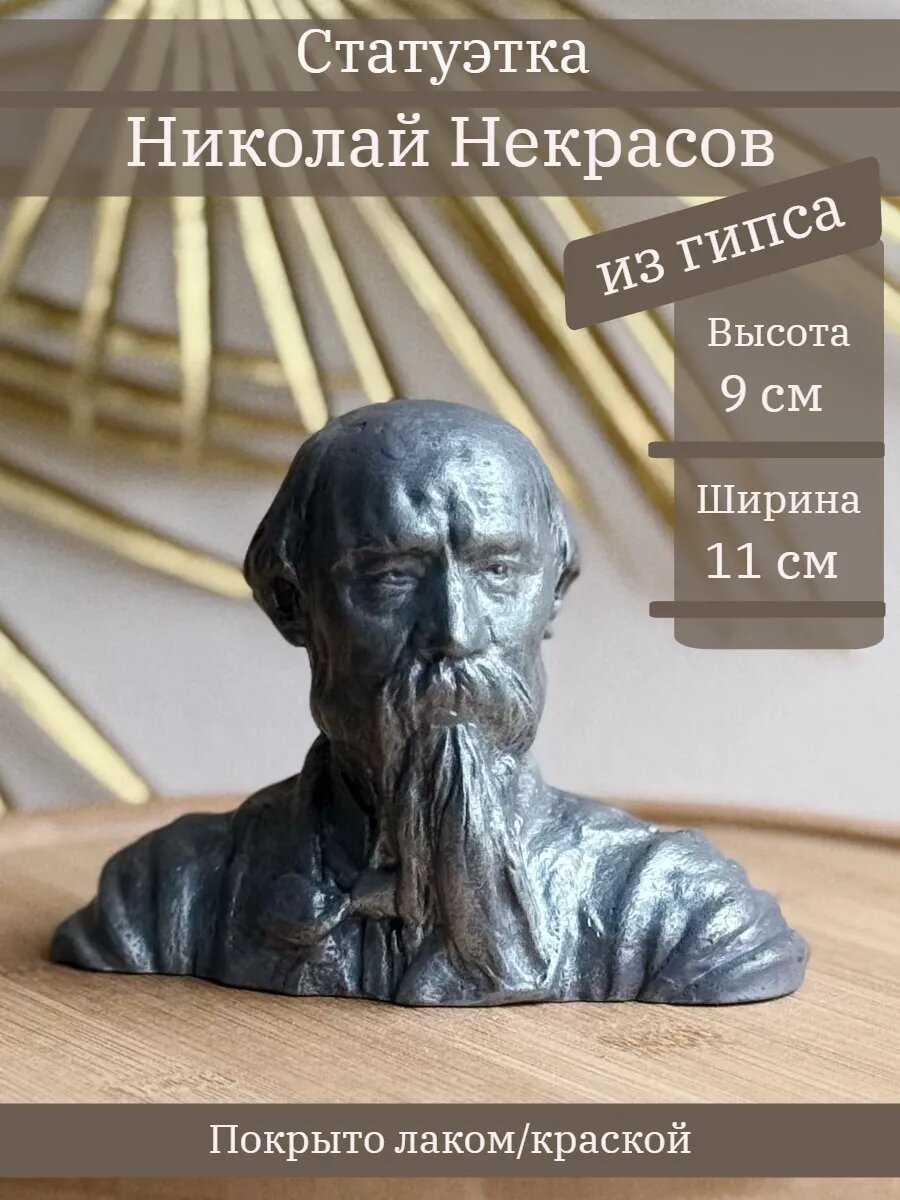 Статуэтка Николай Некрасов, 9 см, из гипса, ручная работа, в цвете