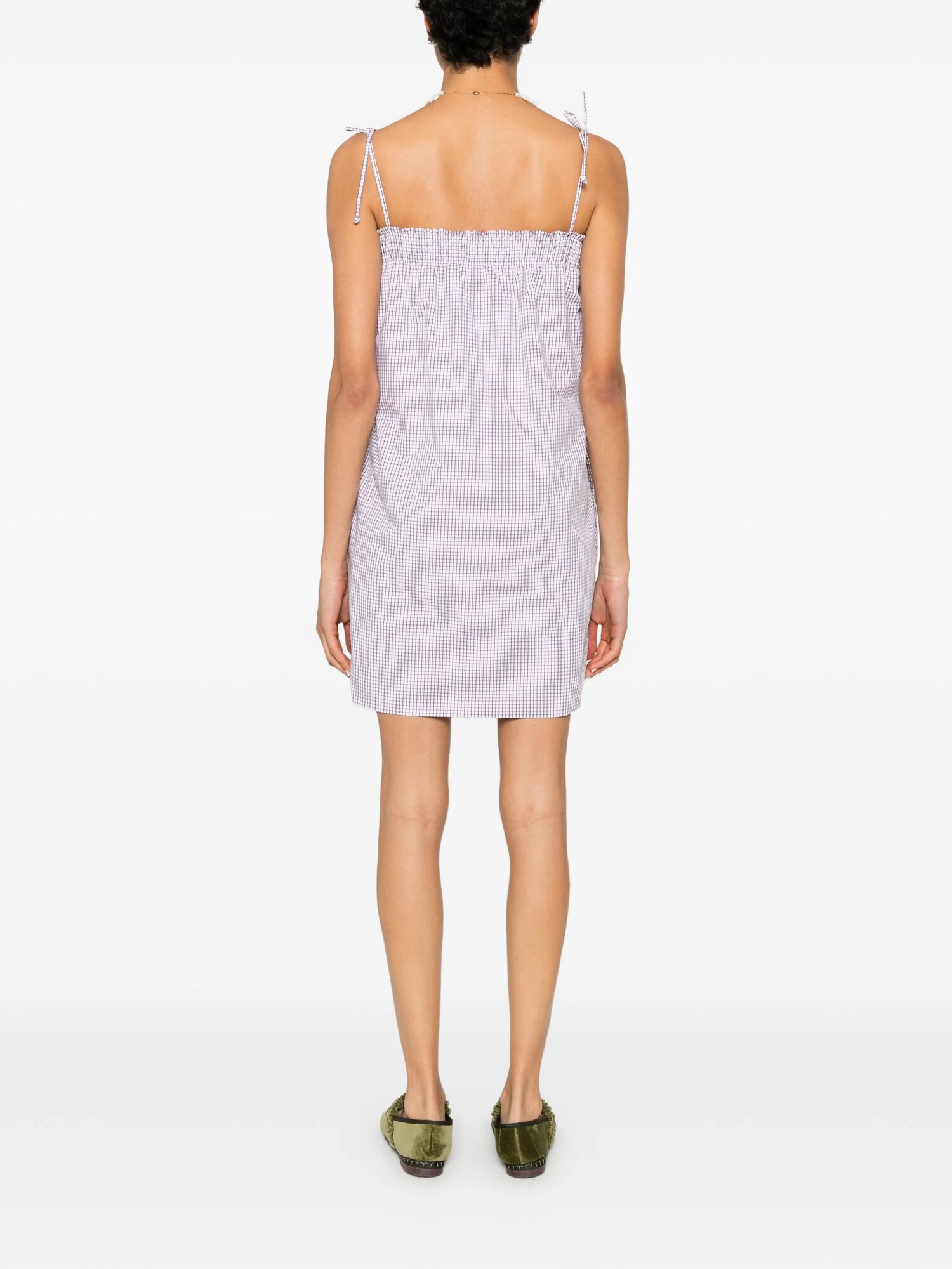 Платье A.P.C. Checked mini dress, размер 36 EU, бежевый/белый — фото 1