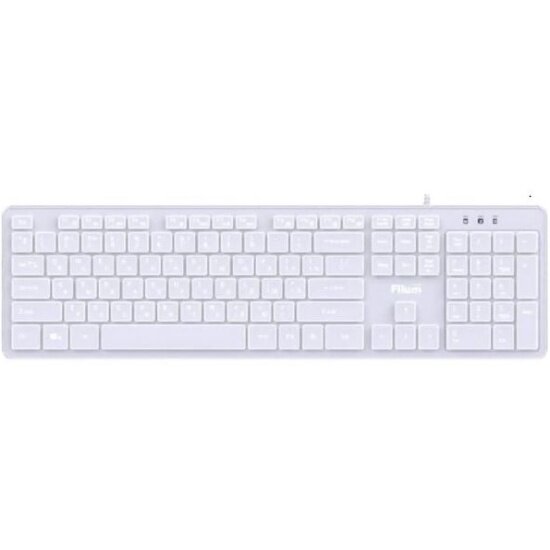Клавиатура Filum FL-KB25-WH USB 104 кл, проводная, низкопрофильная, мембранная, LED, белая, с подсв