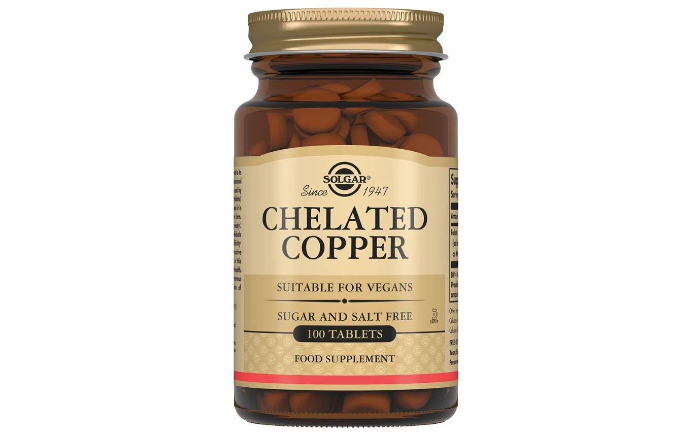Solgar, Chelated Copper, Хелатная медь, 2,5 мг, 100 таблеток
