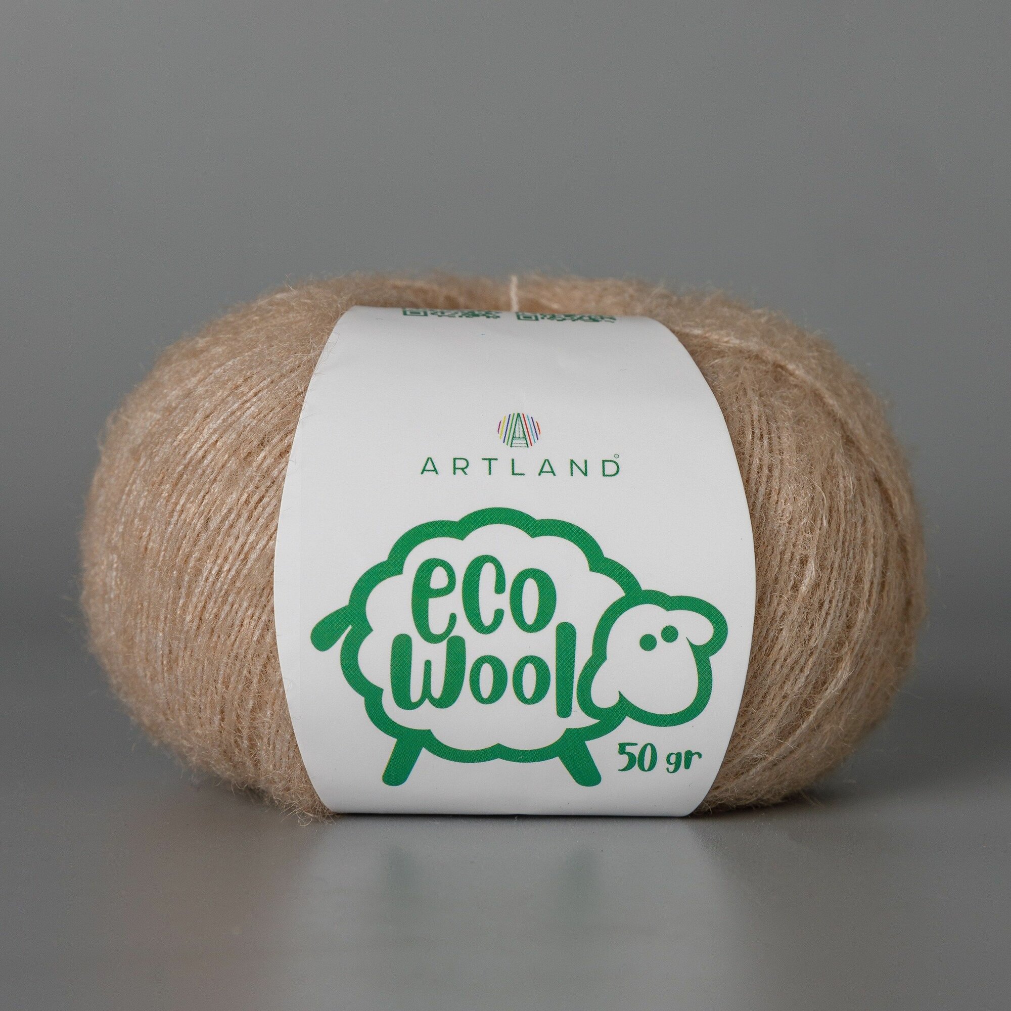 Пряжа для вязания Eco Wool Artland 1 моток (380 м, 50 гр), цвет 19 бежевый