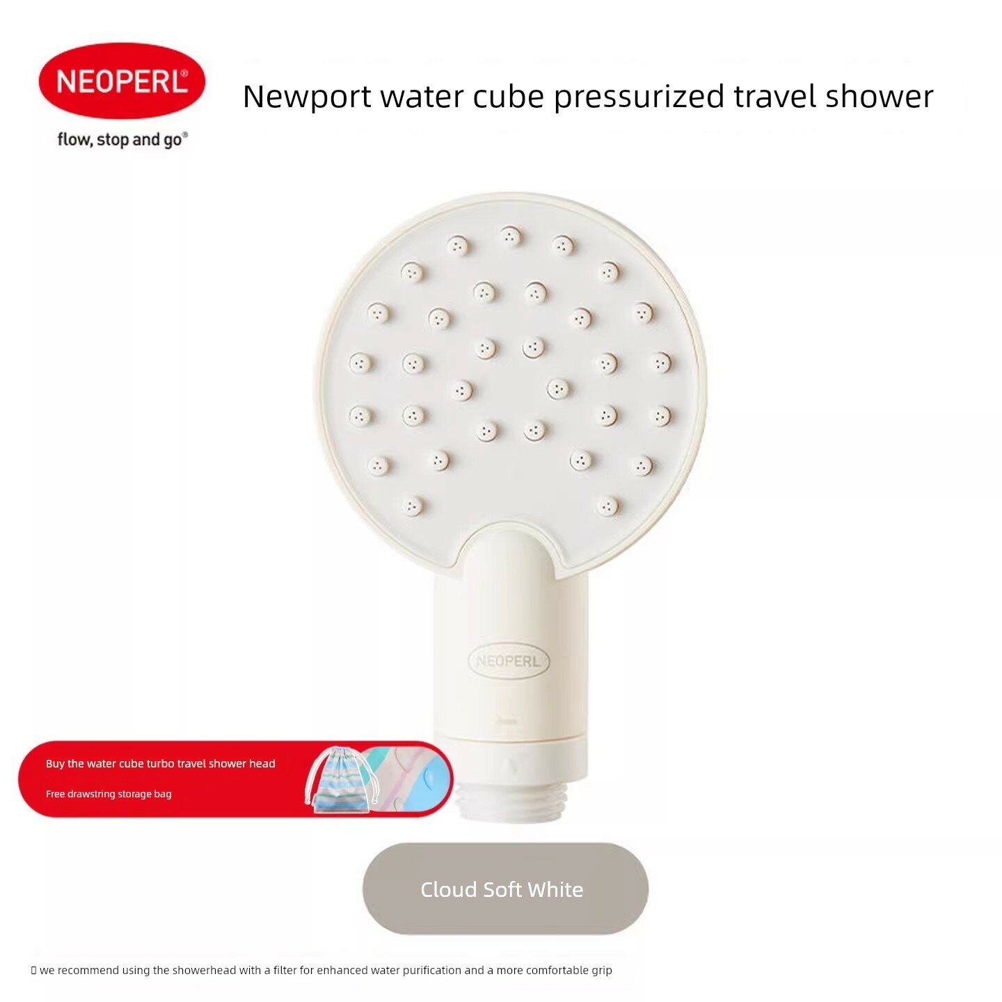 Портативная душевая лейка Neoperl Water Cube для детей, миниатюрная душевая лейка с фильтром для командировок Душевой