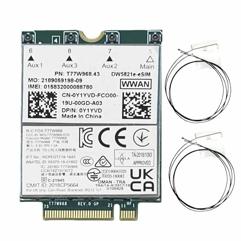 (O Q B C)-T77W968 DW5821e E-SIM 4G LTE Модуль CAT16 1 Гбит/С Карта