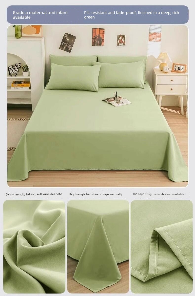 Коричнево-зеленая хлопковая комплект простыни для малышей - 180x230 см для кровати 1,35 м, 3 предмета