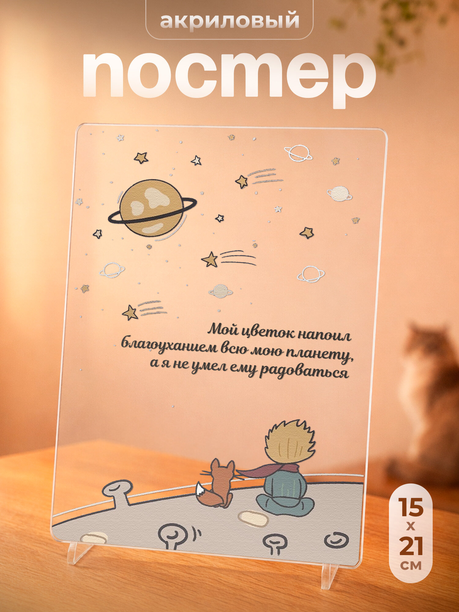 Постер акриловый Маленький принц с цитатой