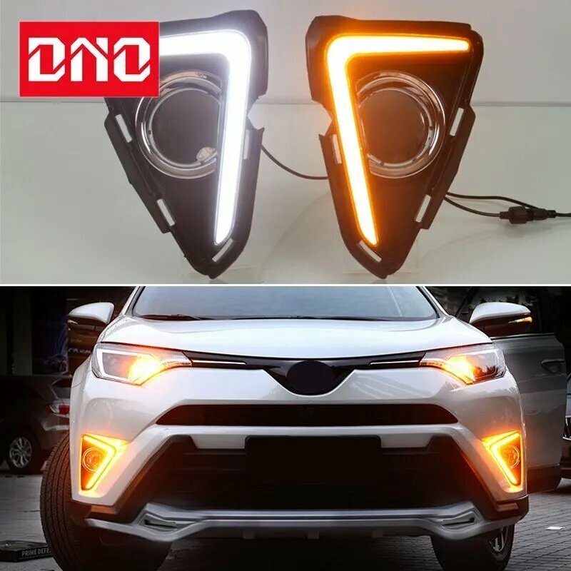 DNO Фары автомобильные, Огни дневные ходовые, арт. DL-TY-RAV4-16-18-1