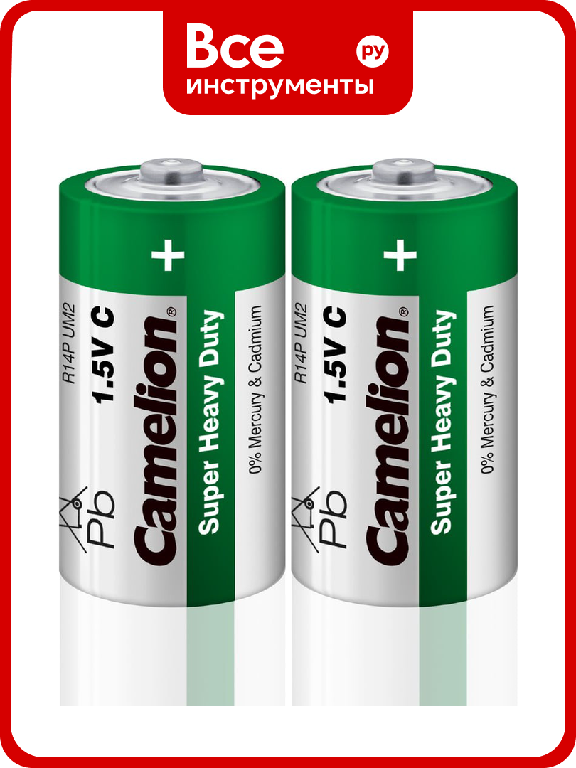 Батарейка 1.5В Camelion R14 SR-2, 1661 щелочной элемент для портативных устройств, повышенной ёмкости