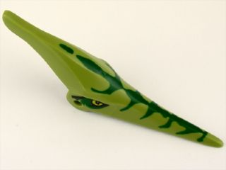 Dinosaur Head Pteranodon with Eyes and Dark Green Stripes Pattern, 98086pb02 Olive Green U