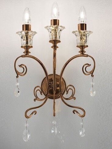 Emme Pi Light бра, декоративные свечки, кристаллы Asfour, 60х40х15см, 3хЕ14 60W, бронза