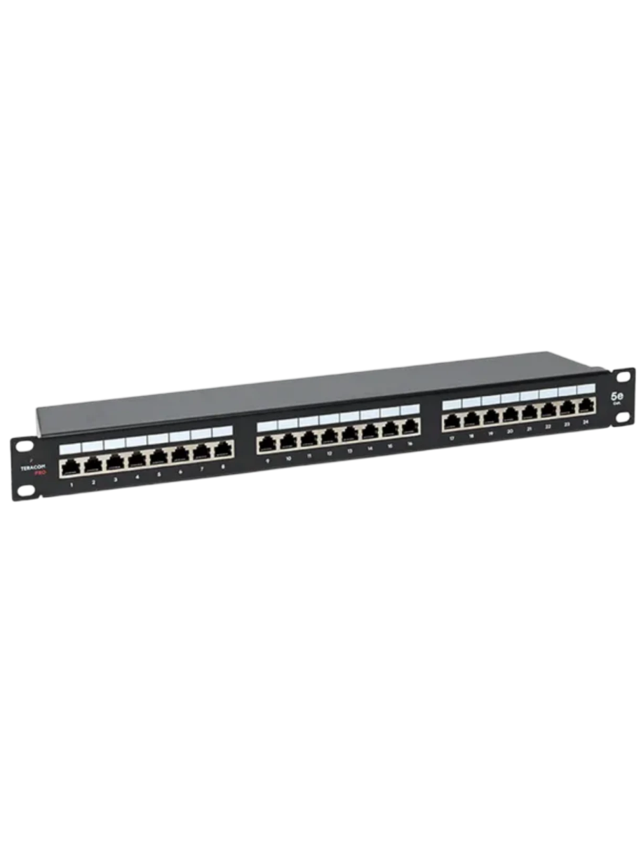 Патч-панель EKF TRP-PPNL-5ESTP-1U24 TERACOM PRO 19' Cat.5E 1U полный экран STP 24 порта RJ-45 Dual IDC с органайзером