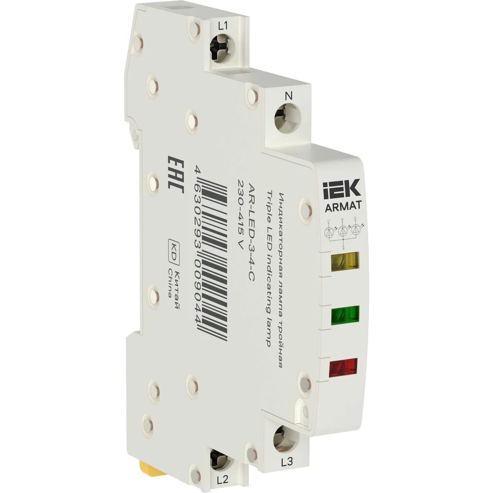 Лампа индикаторная тройная IEK ARMAT LED 230-415В AC 1 ж/з/кр AR-LED-3-4-C