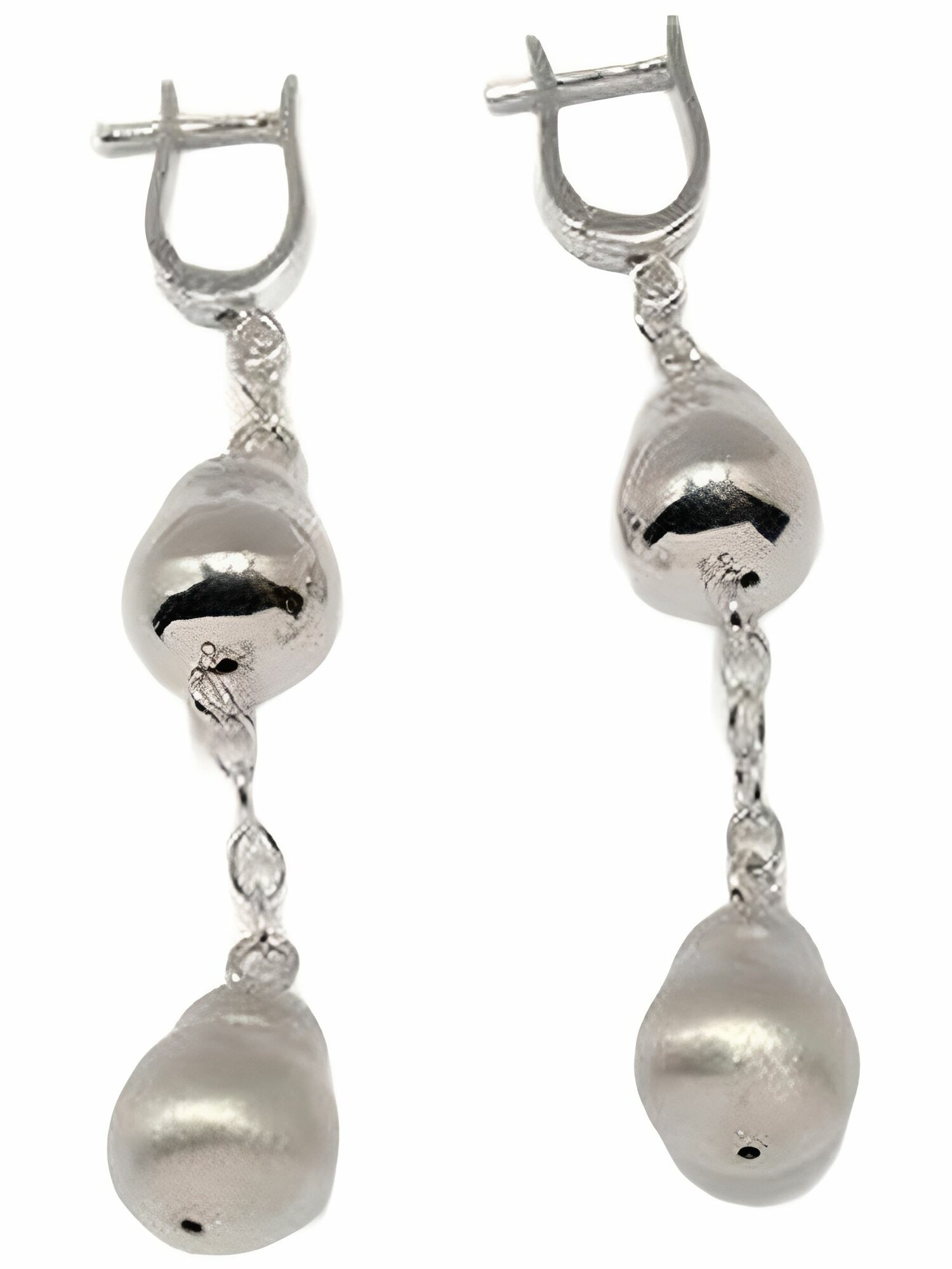 Серьги, серебро, 925 проба, родирование