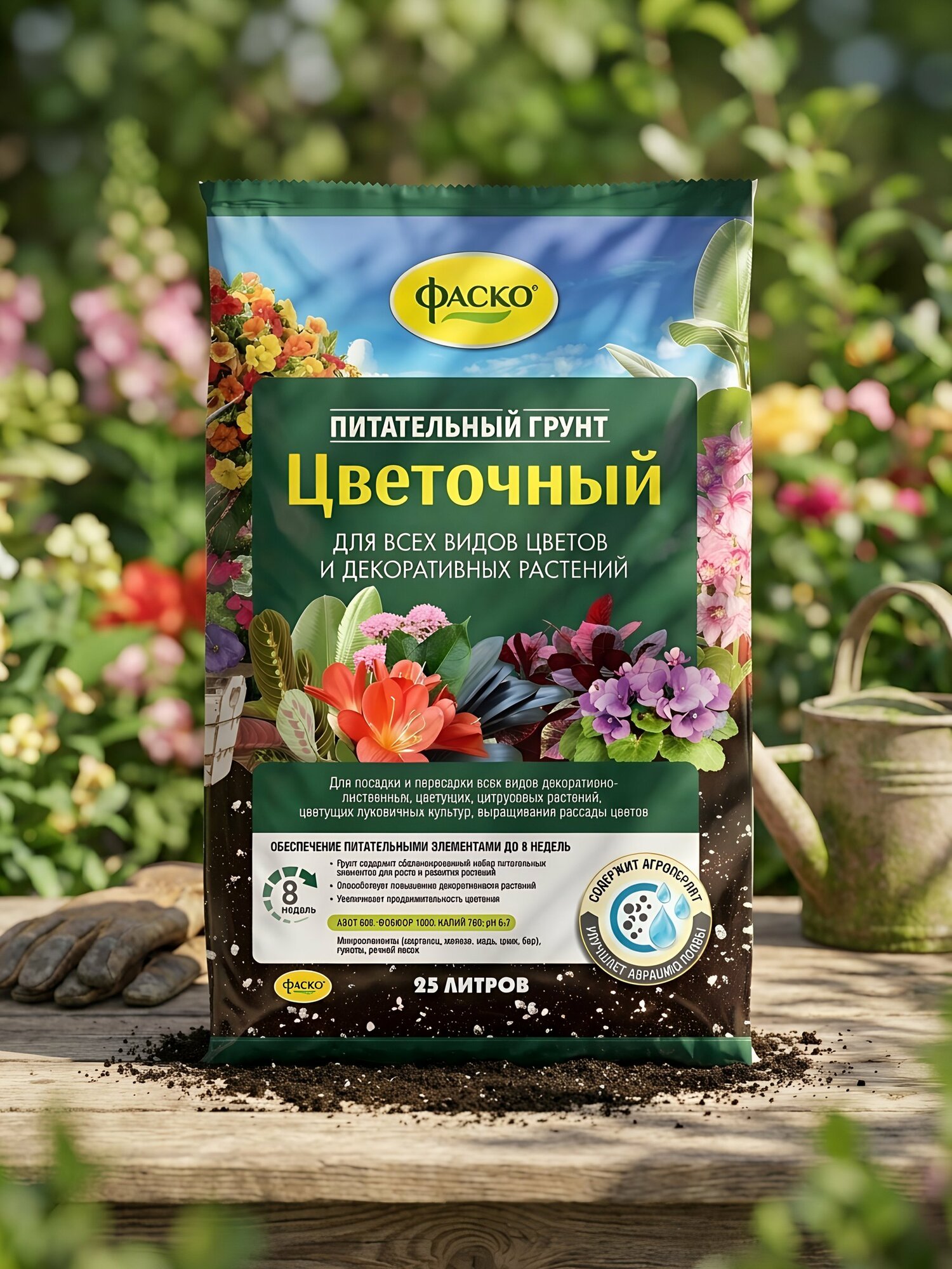 Грунт Цветочный Фаско 25 л — питательная почвосмесь на основе торфа для посадки и обогащения декоративных растений