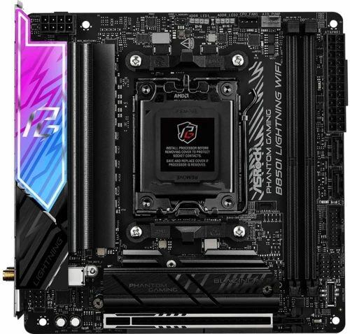 Материнская плата ASRock Phantom Gaming B850I Lightning WiFi - AM5, AMD B850, 2xDDR5-7200 МГц, 1xPCI-Ex16, 2xM.2, Mini-ITX