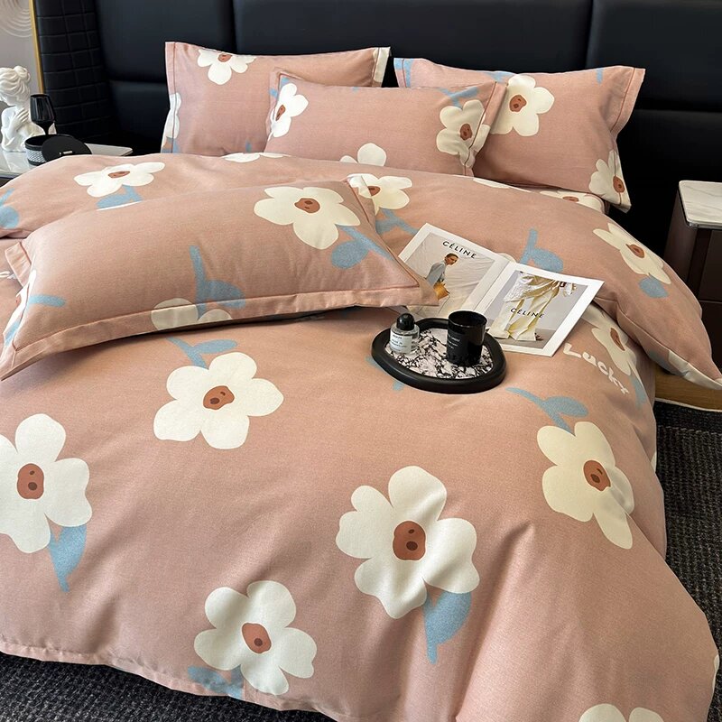 Комплект постельного белья Crystal Home Textiles из 100% чистого хлопка, утолщенный, с начесом, четыре предмета: