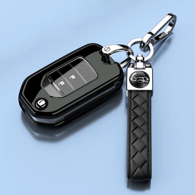 GAC Honda Fit Comfort Elite чехол для ключа с овальной кожаной застежкой в черном цвете, премиальная кожаная текстура