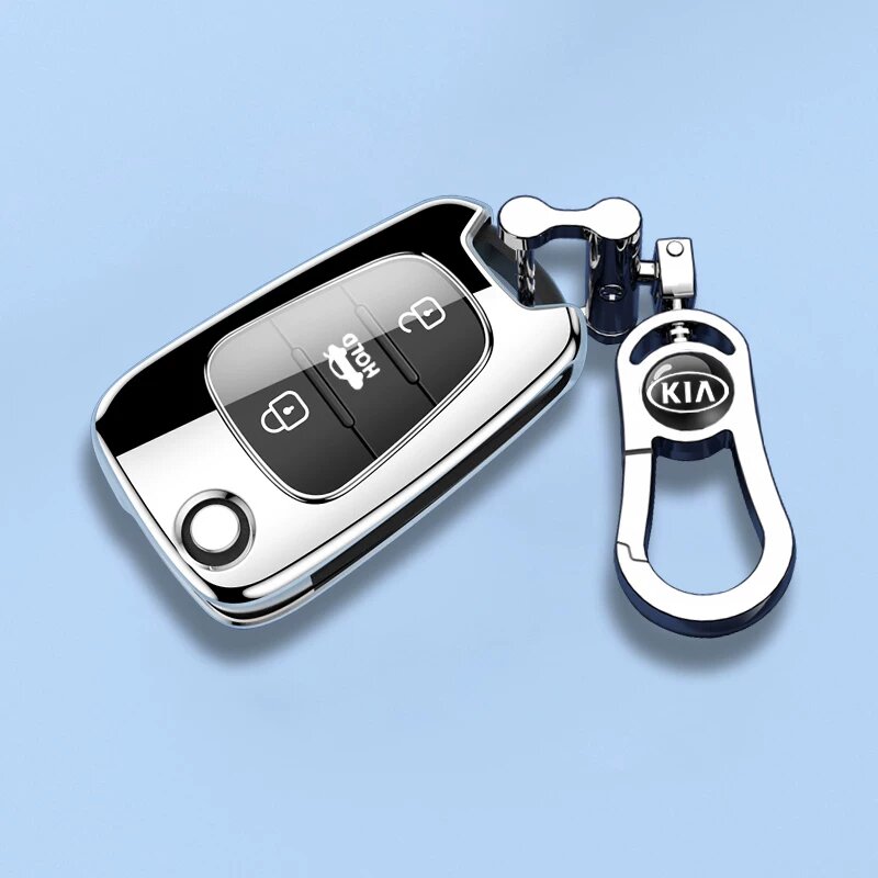 Чехол для брелока с металлической пряжкой, серебристый, для Kia K2 2011-2015, стильный аксессуар
