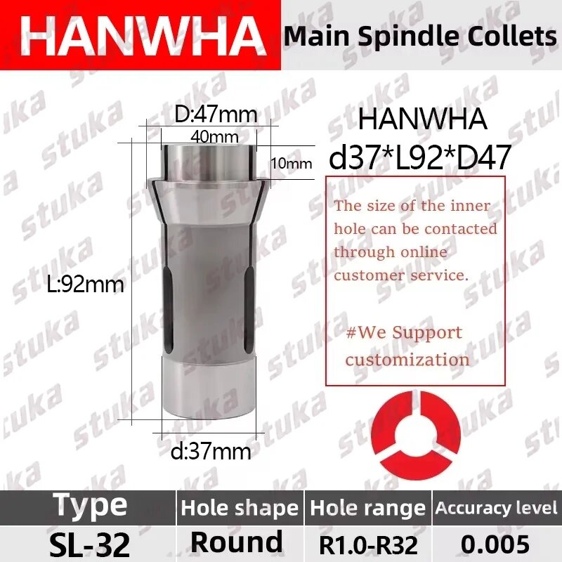 Цанга Stuka для HANWHA SL-32 1536E TD32 T42 3827E 28.01 Цанга швейцарского типа, твердосплавная направляющая втулка