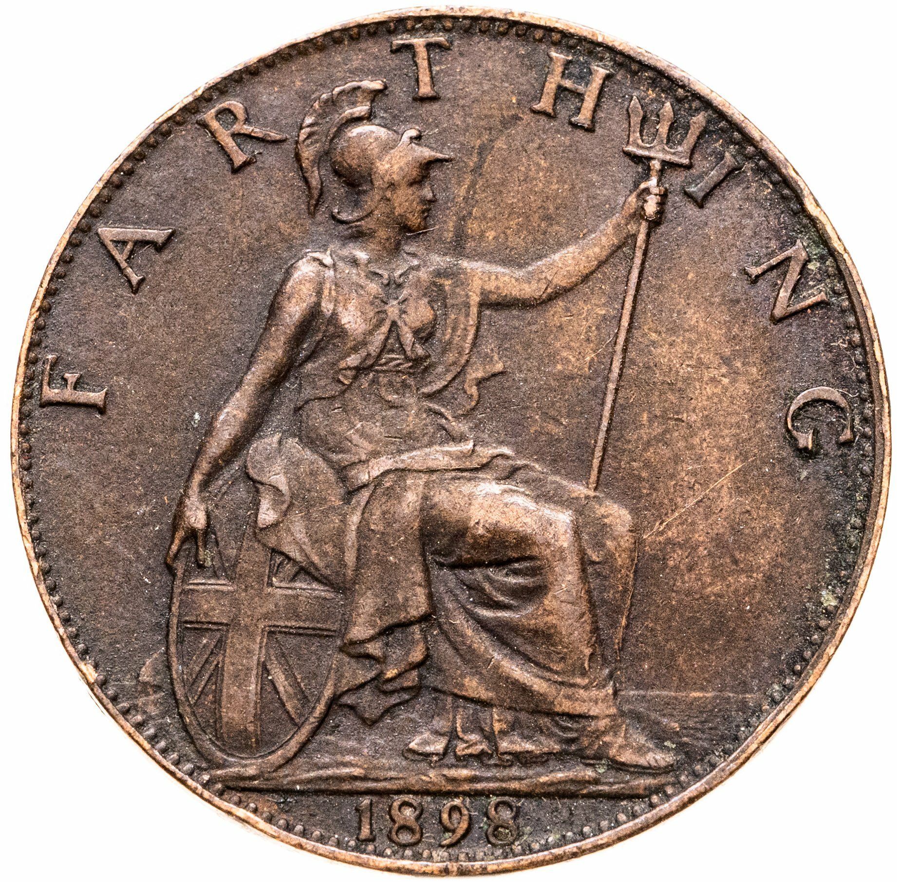 Великобритания 1 фартинг farthing 1898, Бронза, в сохранности XF
