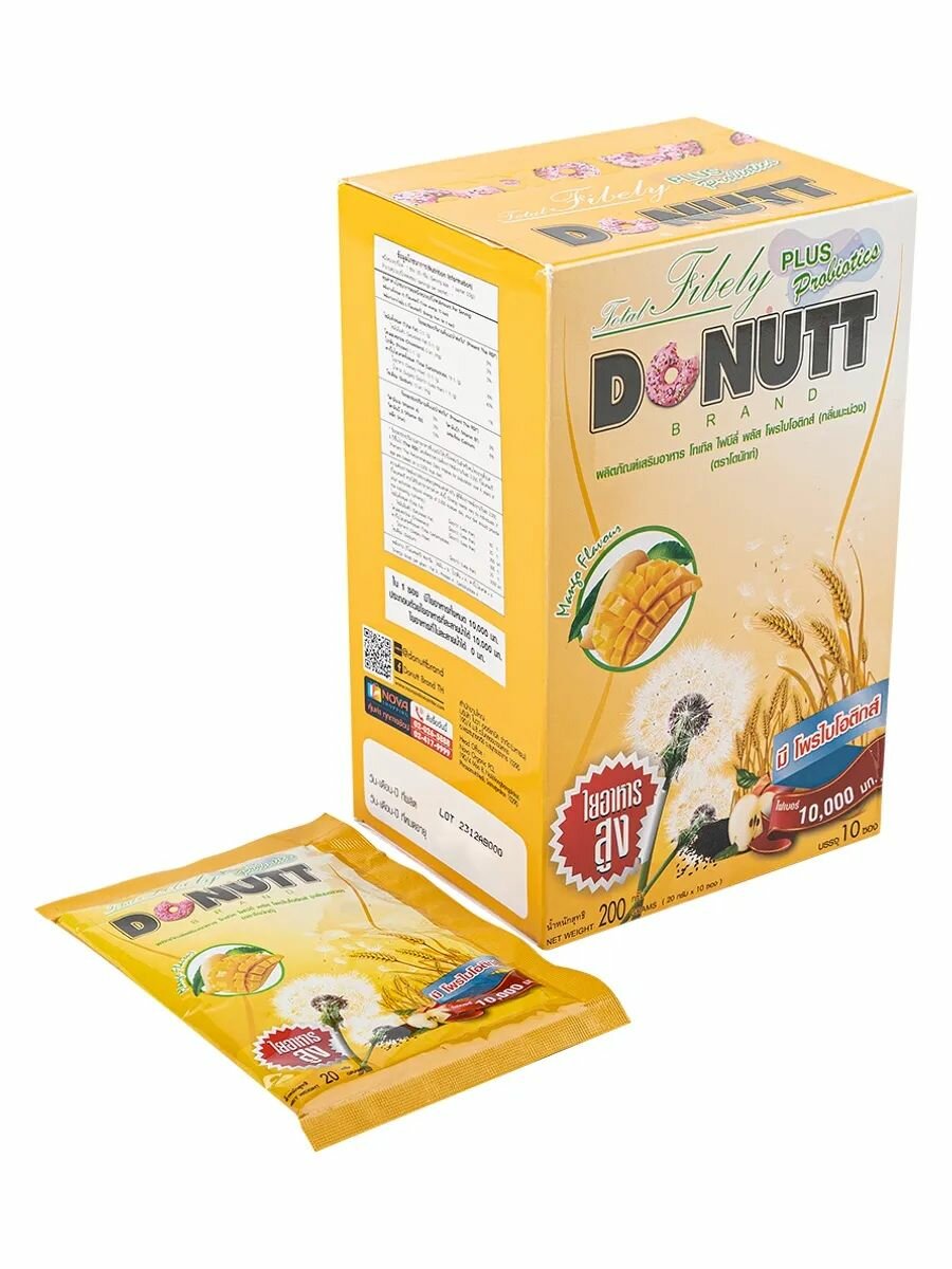 Клетчатка растворимая питьевая со вкусом Манго Donutt (Таиланд), 10 шт х 20 гр