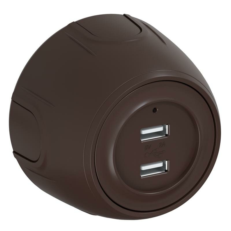 Розетка USB 2-м Rotondo с подсветкой корич. OneKeyElectro 7700898