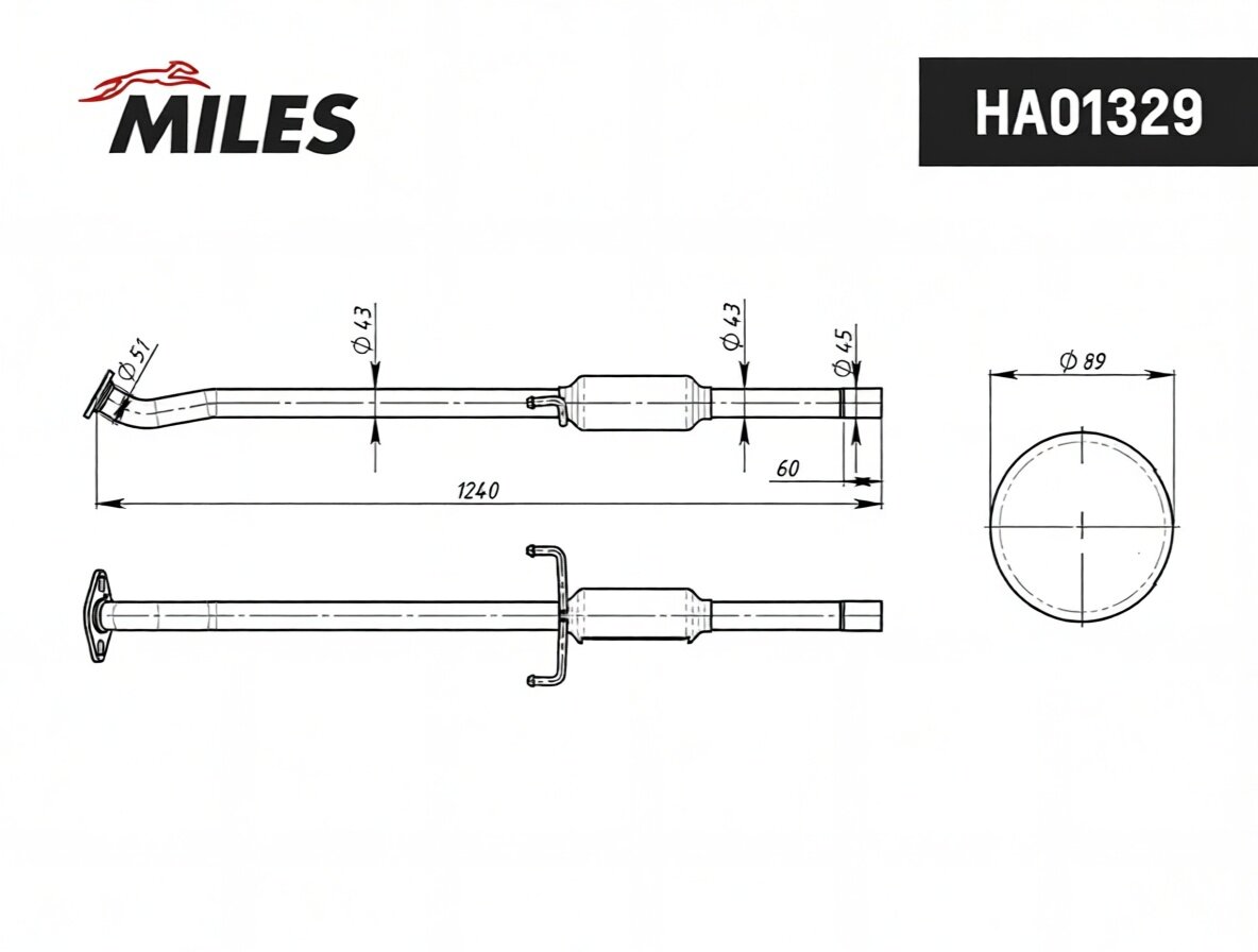 Резонатор глушителя Kia Ceed (06-) (Bosal 282-903) HA01329 Miles арт. HA01329