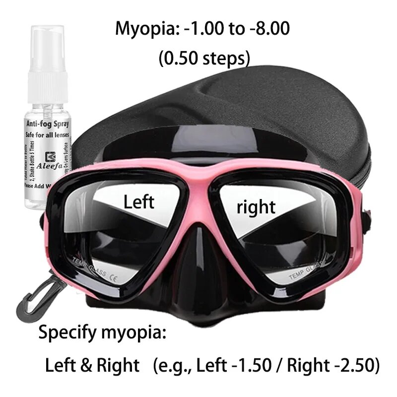 Маска для дайвинга DIVE&SAIL 308Special, Розовый, -1.00 до -8.00