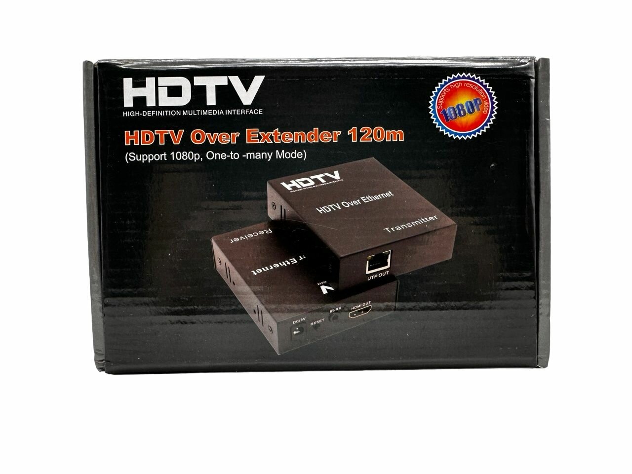 Удлинитель HDMI, для аудио и ТВ техники, по витой паре UTP, до 120 м, черный, 2 шт.