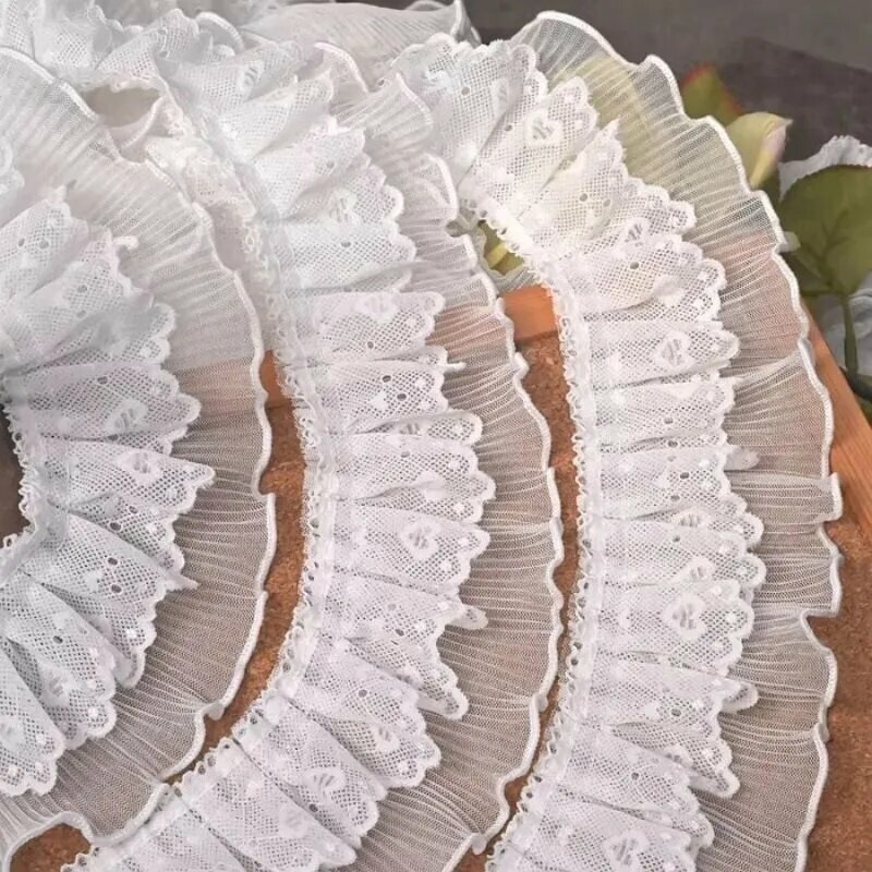 Кружевная тесьма 4см, двойная, с оборками, 1 ярд 91CM , для платьев и шитья