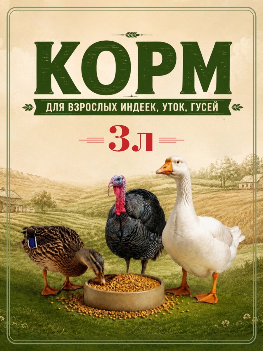 Корм для взрослых индеек, уток, гусей