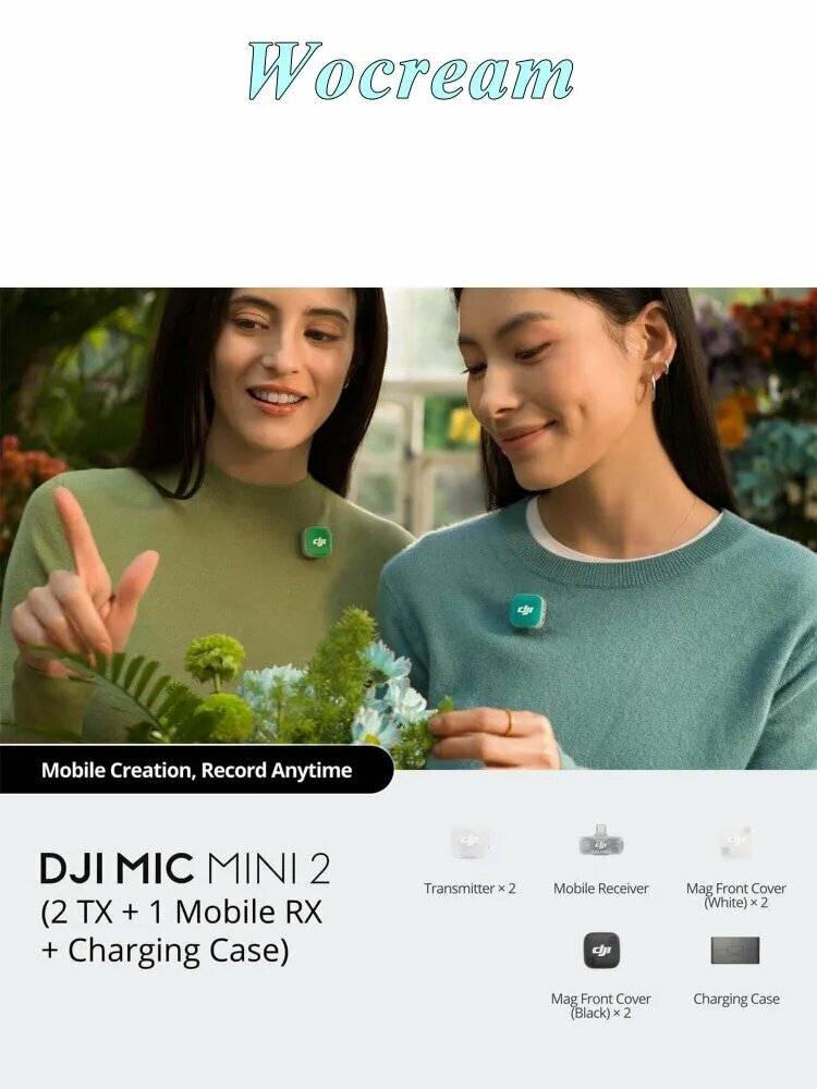 DJI Микрофон для мобильного устройства DJI Mic Mini 2 (2 TX + 1 Mobile RX + Charging Case) DJI Mic Mini 2 (второе поколение мини-микрофона DJI) для мобильного устройства, хром, шоколадный