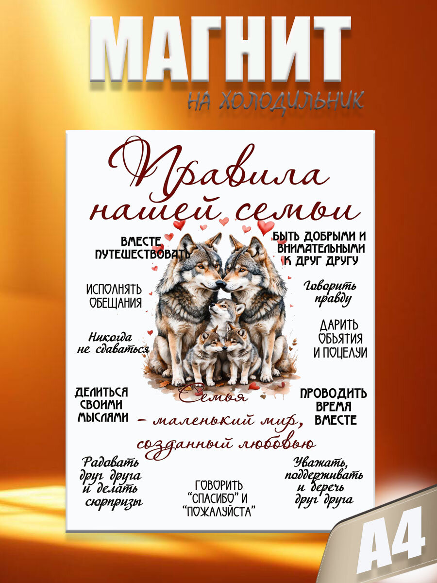 Магнит на холодильник "Правила семьи"