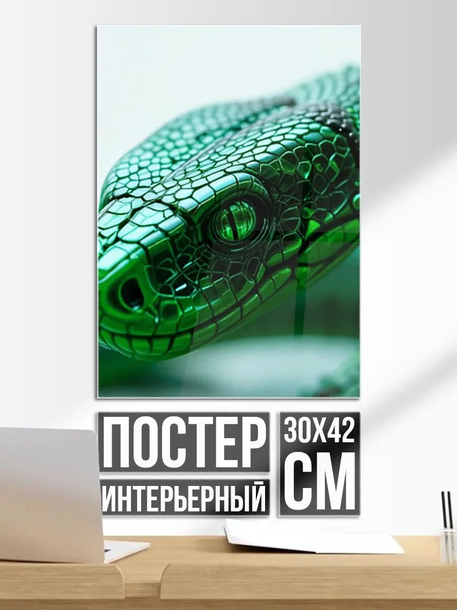Постер на стену Зелёная змея робот