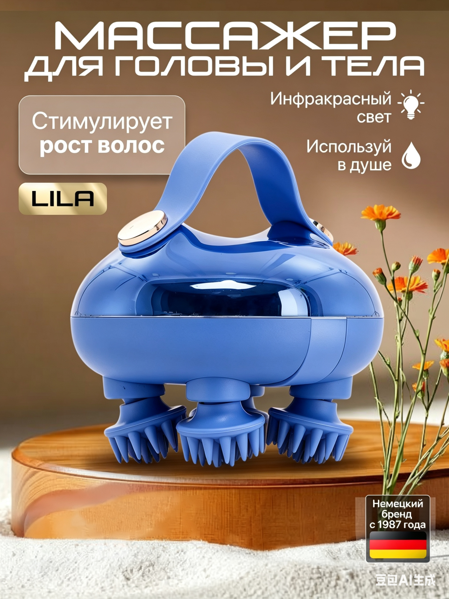 Расслабляющий массажер для шеи и головы Lila, 3 режима работы