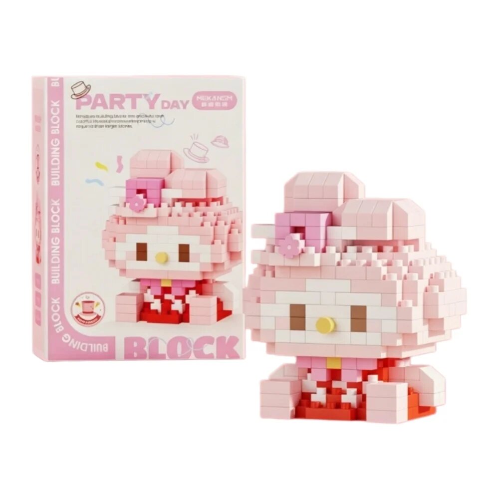 Конструктор Sanrio Hello Kitty и Куроми из маленьких деталей Розовый, no box, K228