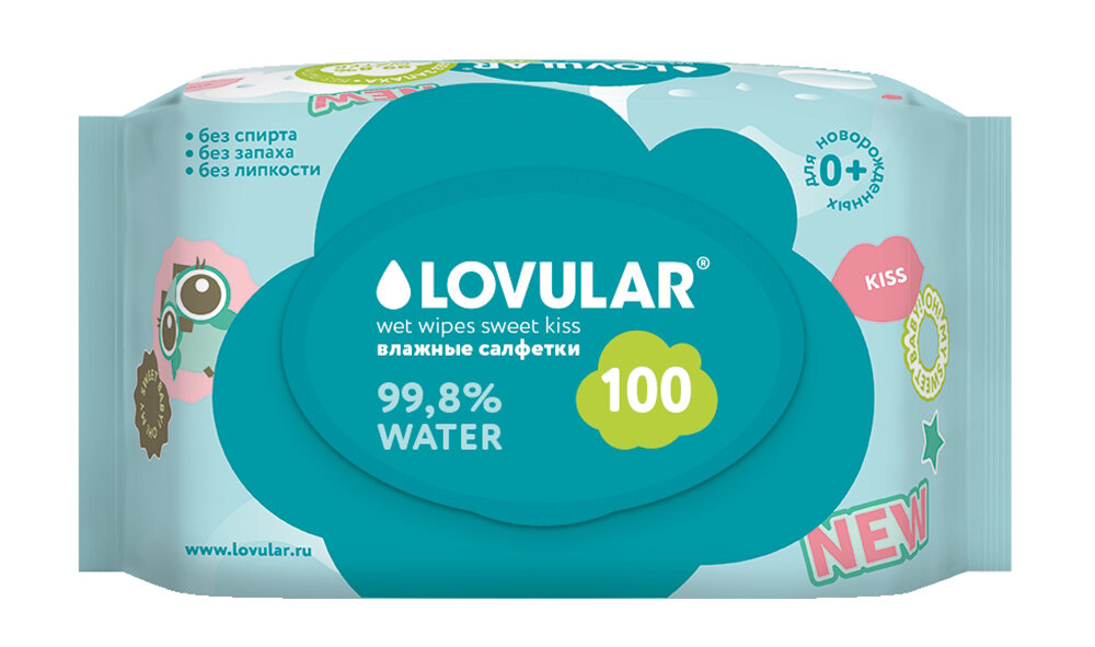 LOVULAR Детские влажные салфетки Sweet Kiss, 100 шт.