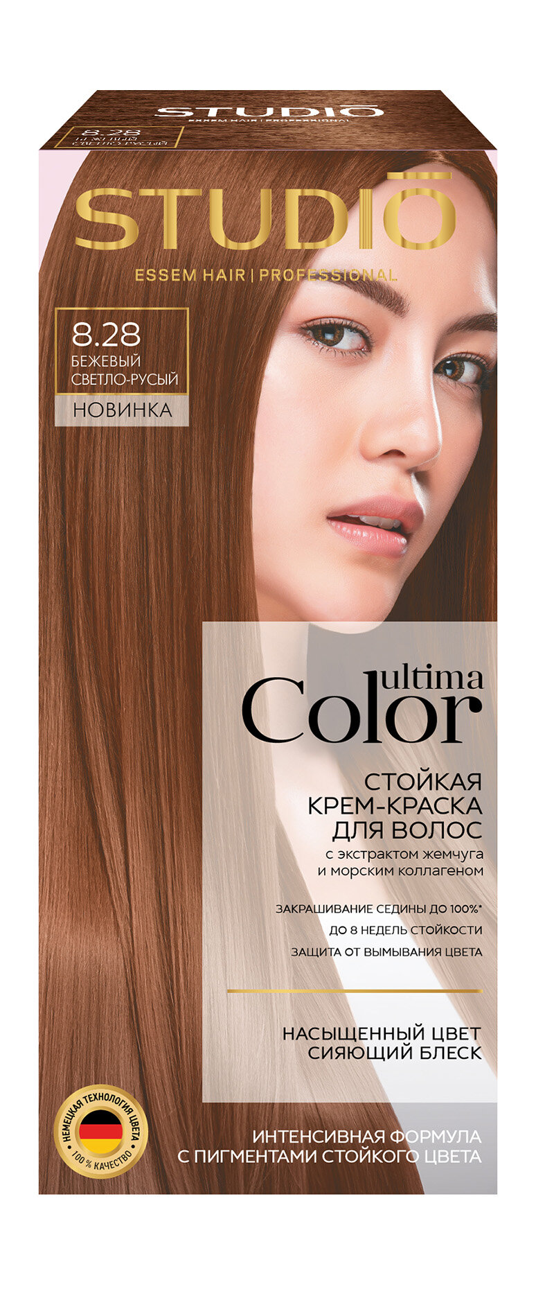 STUDIO PROFESSIONAL Крем-краска для волос Студио Ультима Колор стойкая, 50/50 мл, 8.28 Бежевый Светло-русый