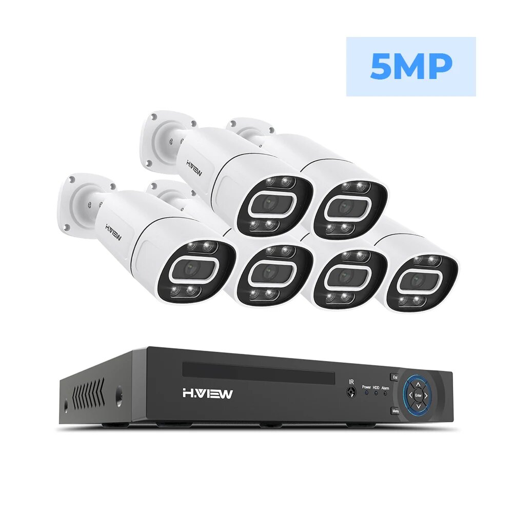 Система видеонаблюдения H.View 4K 5Mp 8Mp poe Cctv для безопасности Домашний набор видеонаблюдения 8-канальный Nvr с звуком Наружная Ip-камера приложение xmeye