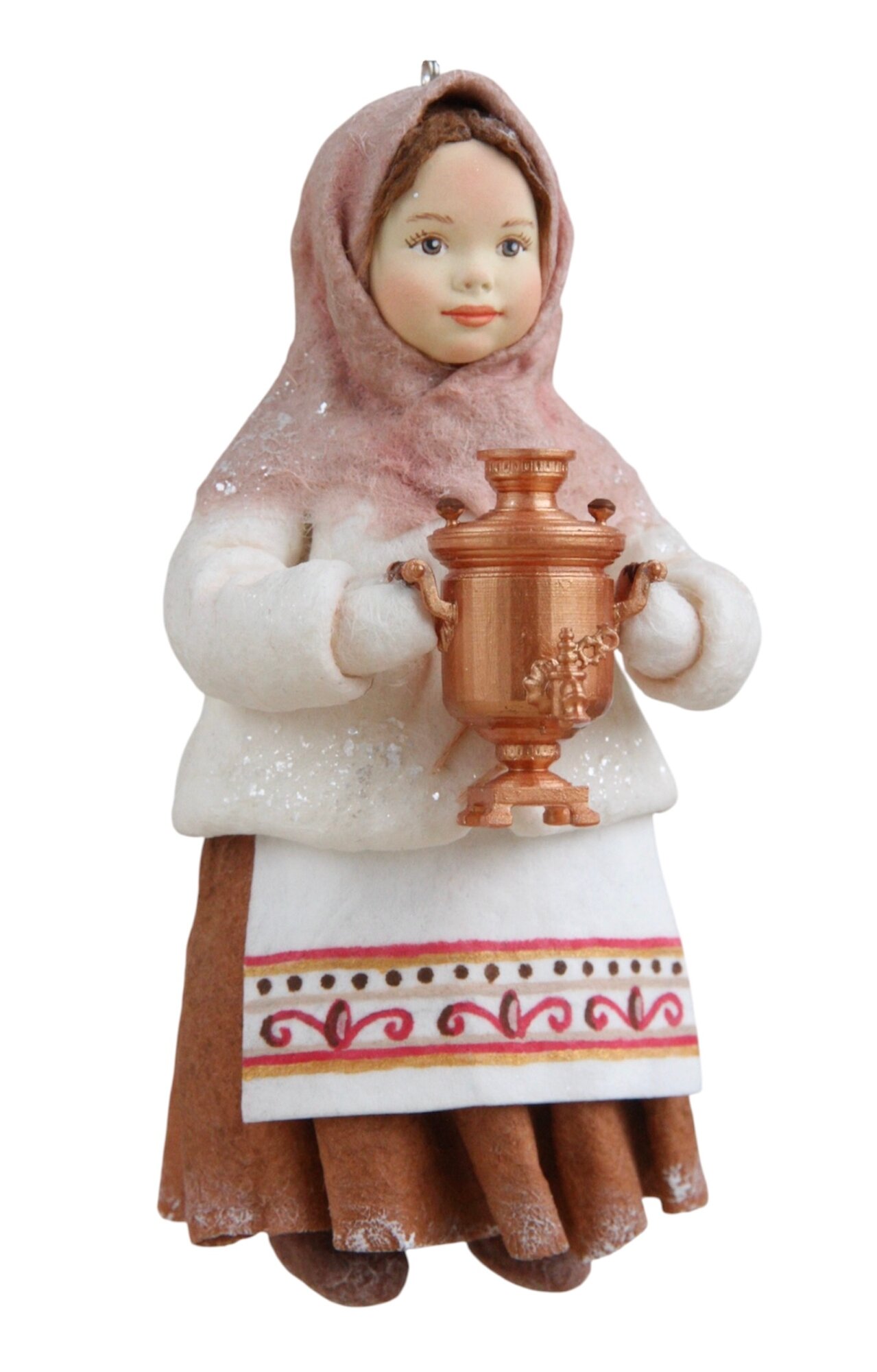 Ватная ёлочная игрушка "Девочка с самоваром" (Анна Хрипкова)